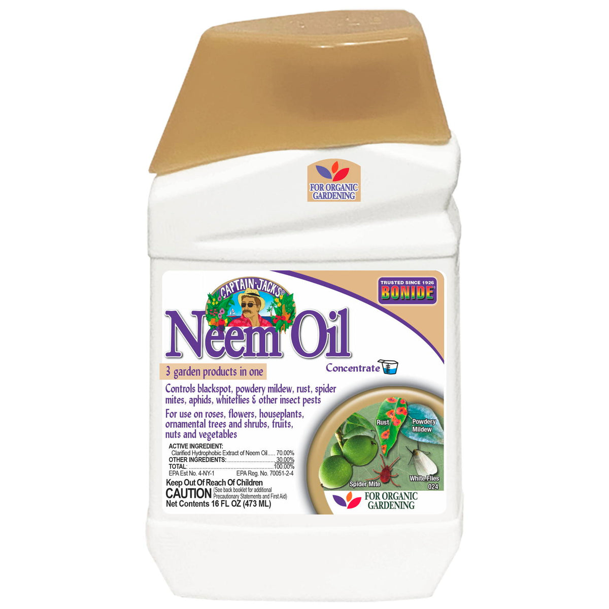 Bonide Captain Jack’s Neem Oil 3-in-1 (Insecticide, Fungicide, and Mit ...