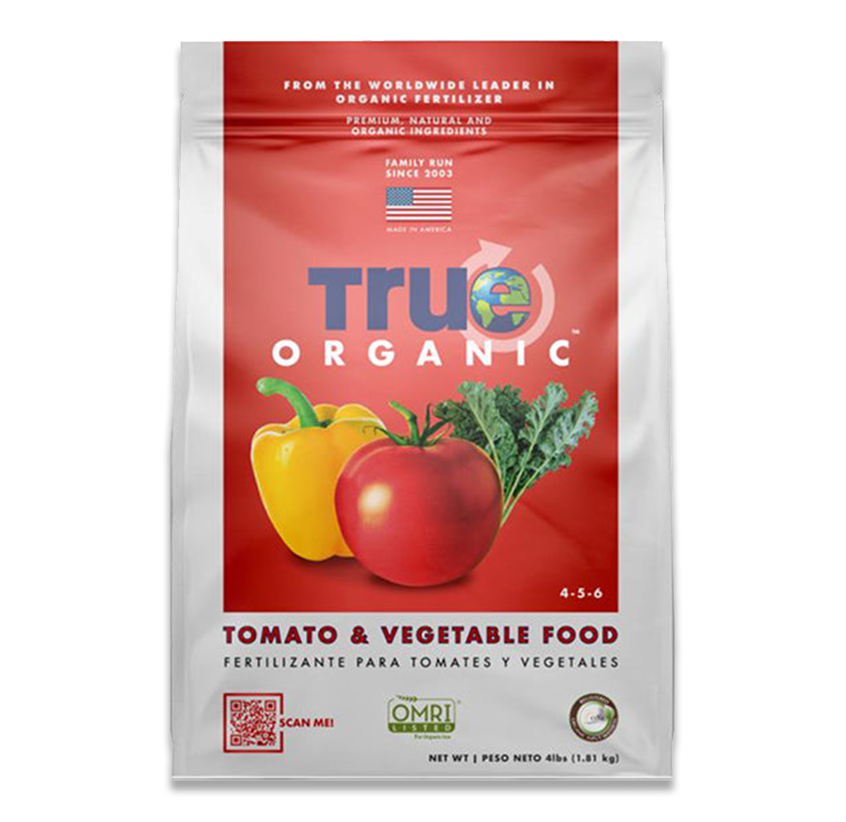 True Organic Tomato and Vegetable Food Dry Fertilizer, 4-5-6, OMRI, 4 ...